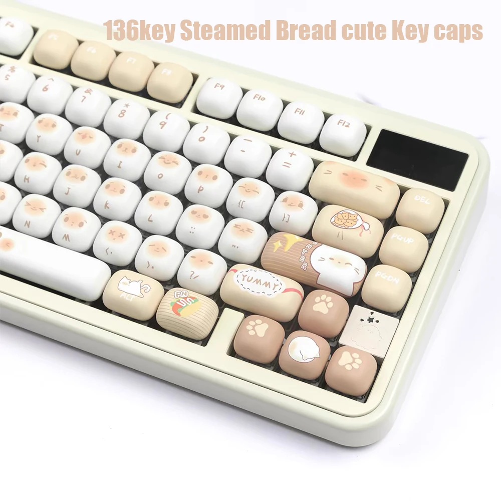 136key-Steamed-Bread-Key-caps-MOG-Profile-Thermal-Sublimation-PBT-Round ...