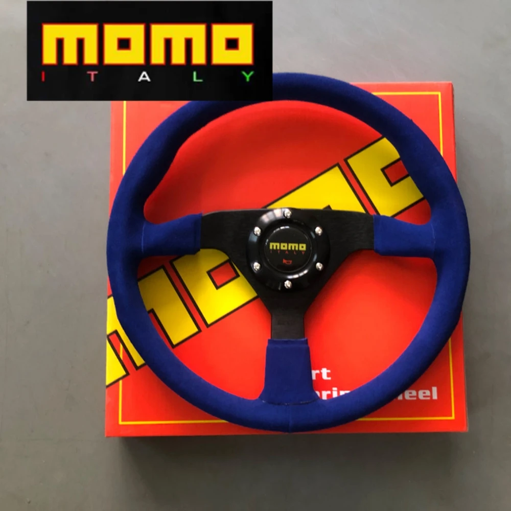 MOMO-Volante-Universal-de-carreras-de-350MM-accesorio-de-ante-cuero-JDM ...