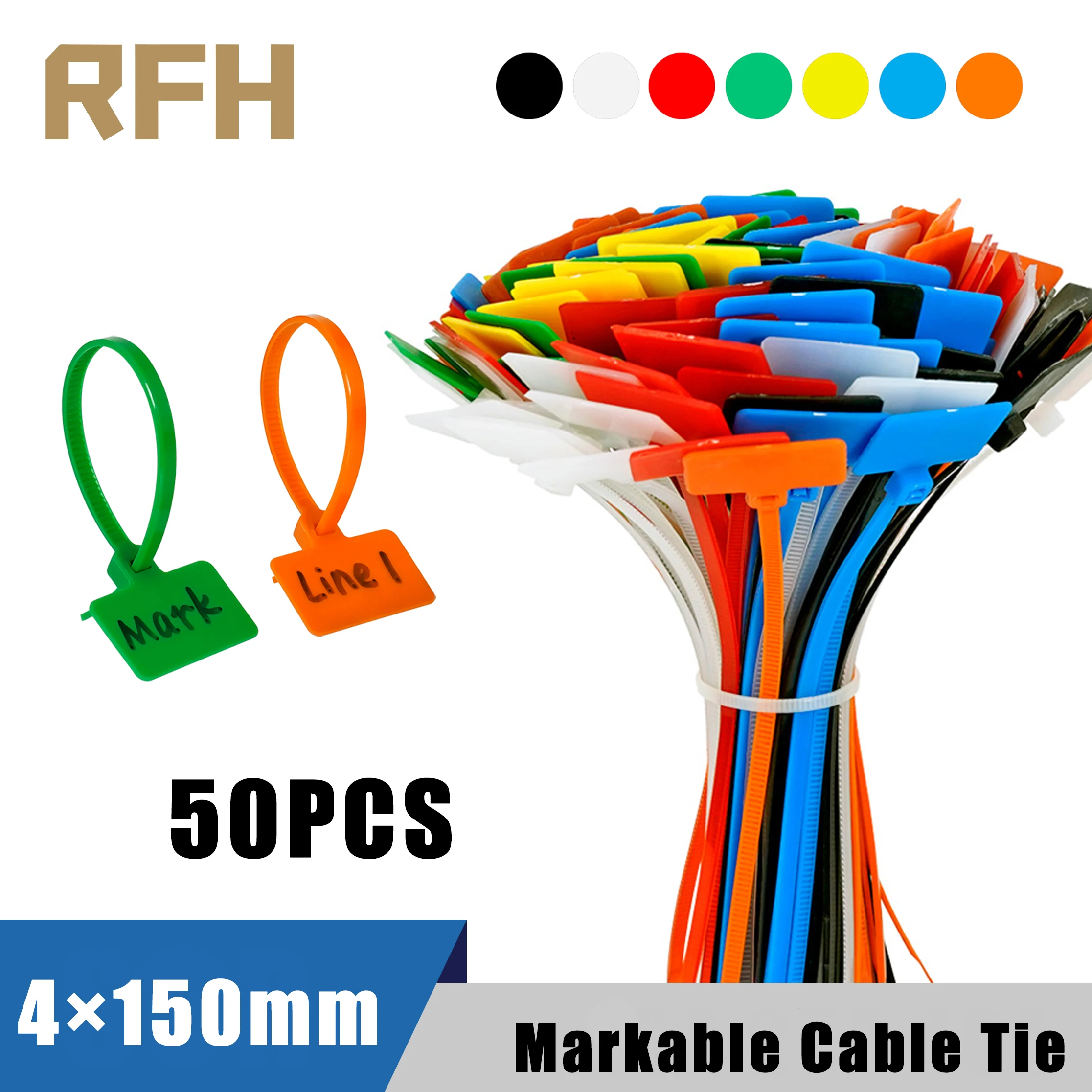 50pcs-Easy-Mark-4-150mm-Nylon-Cable-Ties-Tag-Labels-Plastic-Loop-Ties ...