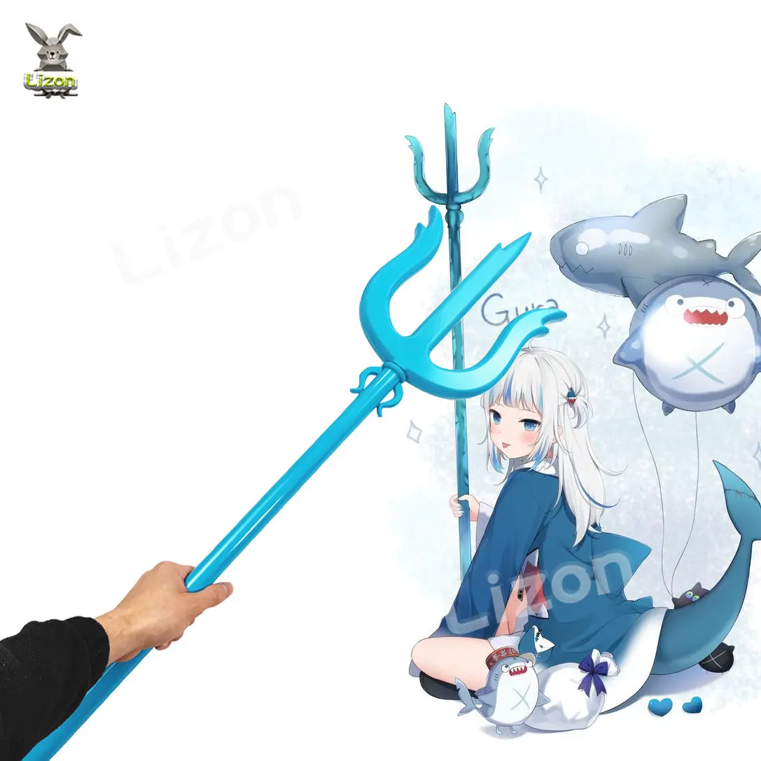 Hololive-Gawr-Gura-disfraz-de-tibur-n-Trident-ENG-azul-accesorios-para ...