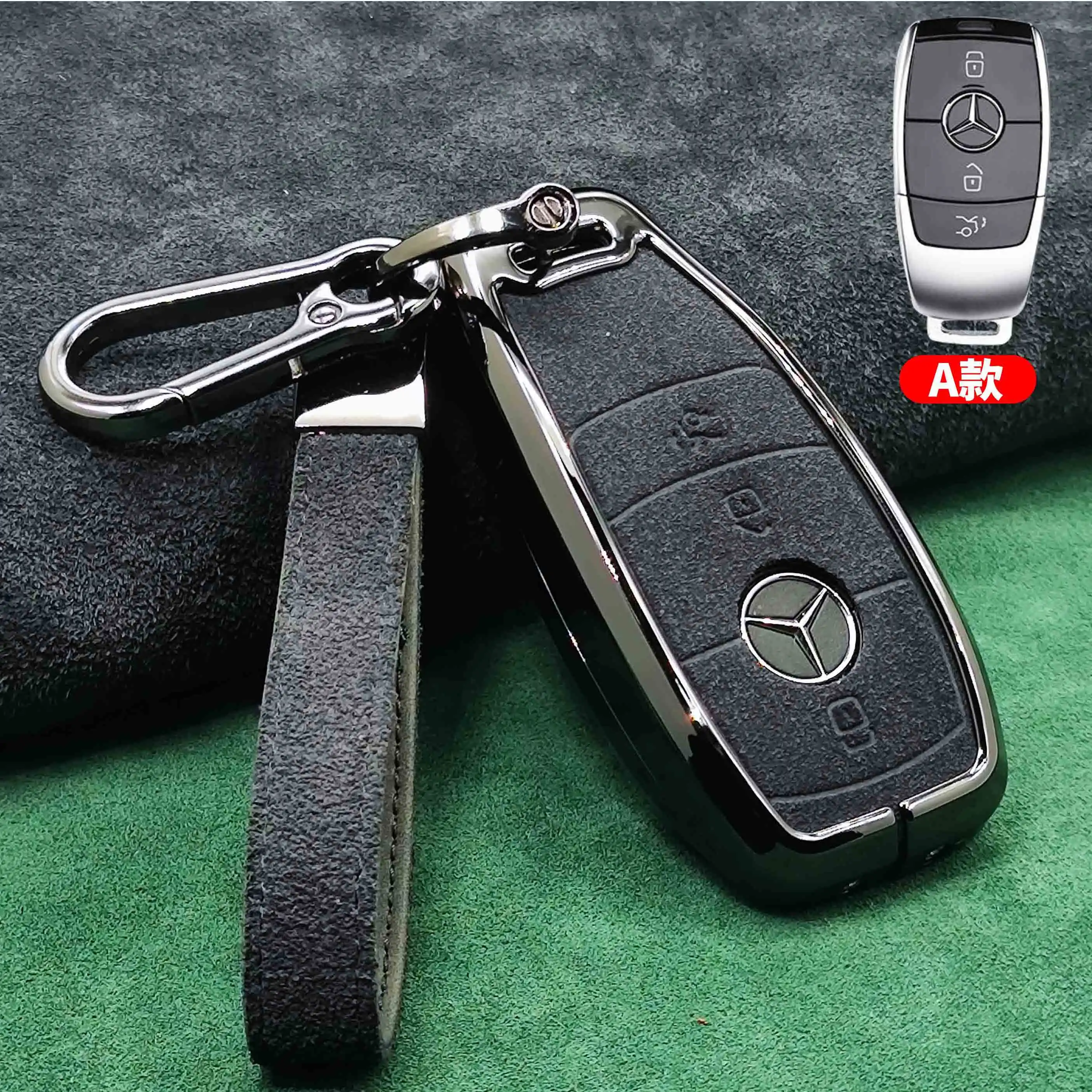 Alcantara-Car-Keychain-Case-Holder-For-Mercedes-Benz-E-Class-W213-E200 ...