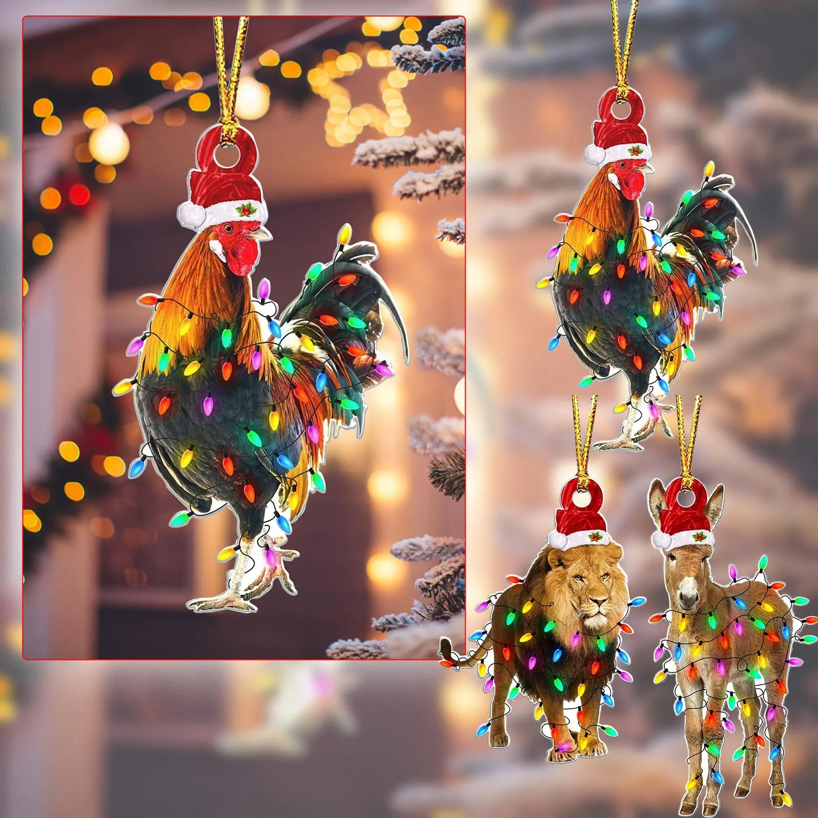 2024-Christmas-Tree-Pendant-Cute-Puppy-Acrylic-Animal-Drop-Ornament-New ...