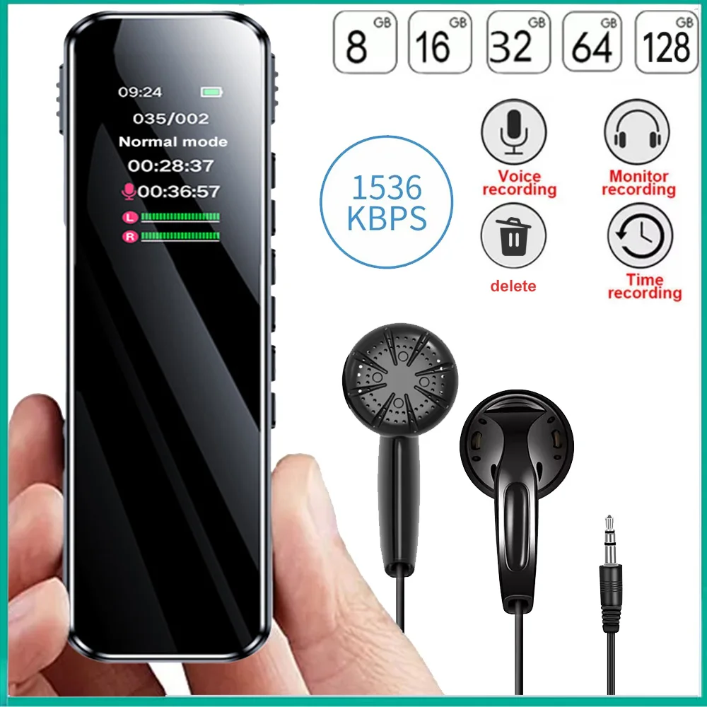 128GB Digital Voice Recorder With 1536KBPS Recording Noise Reduction ...