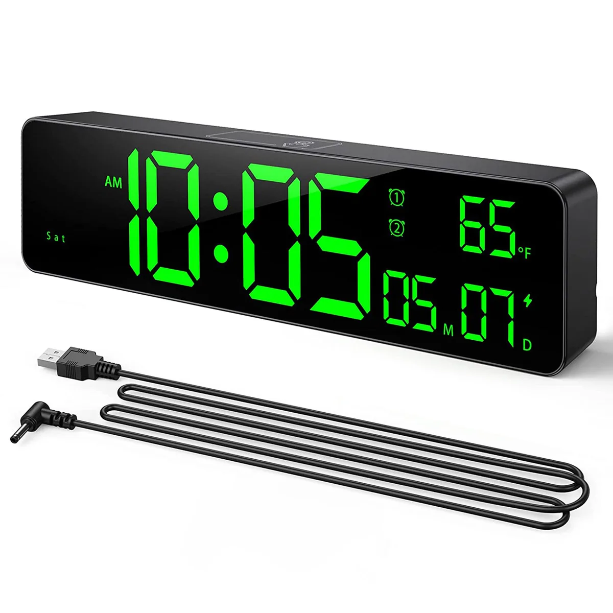Digital Clock with Time, Date, Indoor Temperature, 2 Alarm Clocks, 12 ...