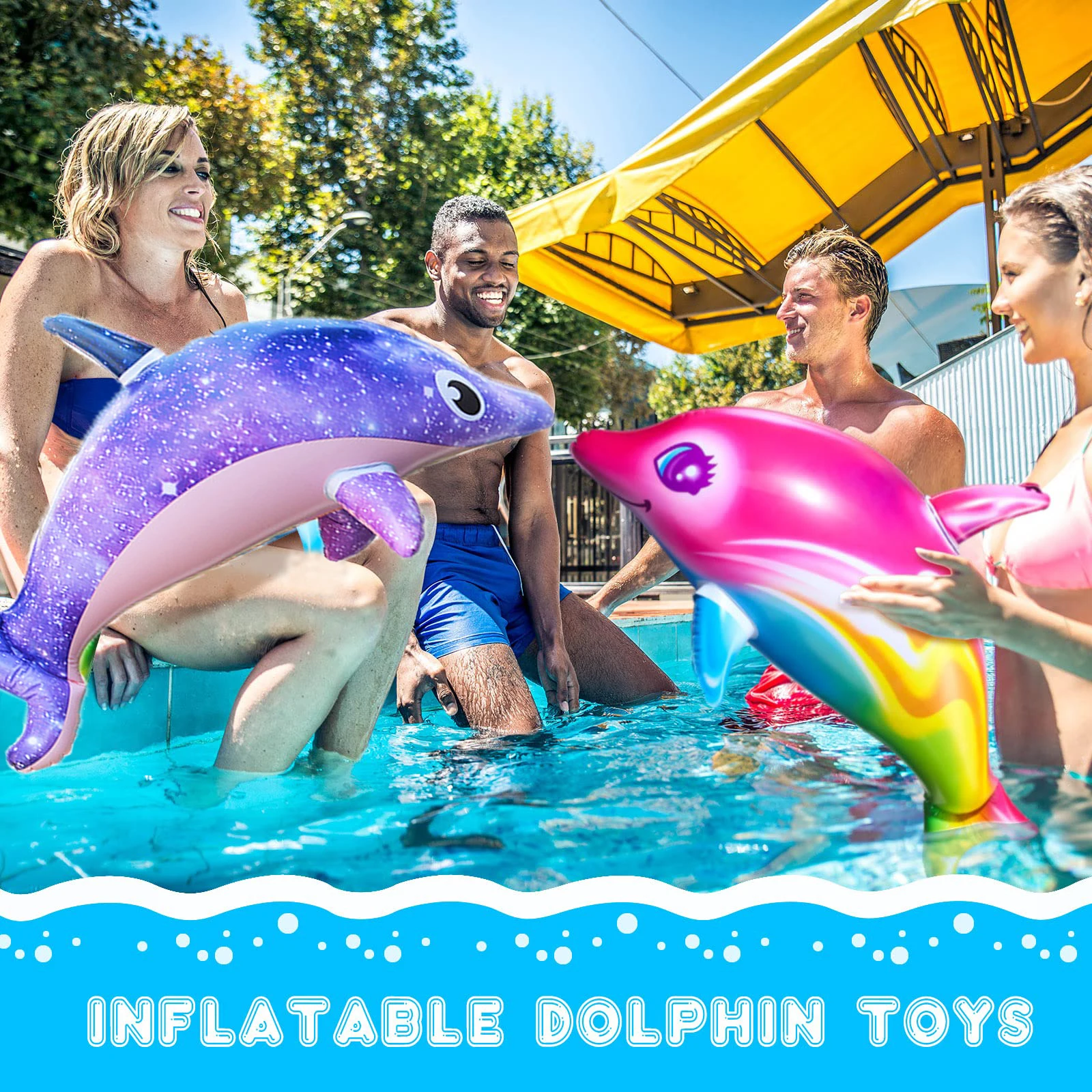 1Pc Inflatable Dolphin Rainbow Inflatable Toy Ocean Themed Party ...
