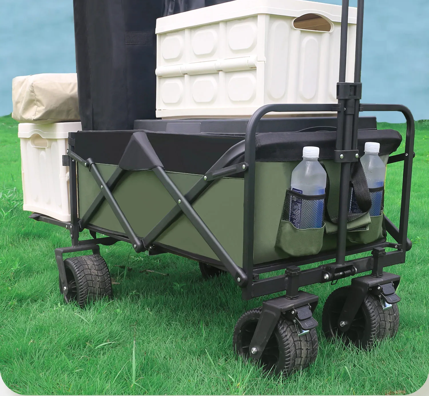 Collapsible-Heavy-Duty-Foldable-Wagon-Shopping-Beach-Garden-Pull ...