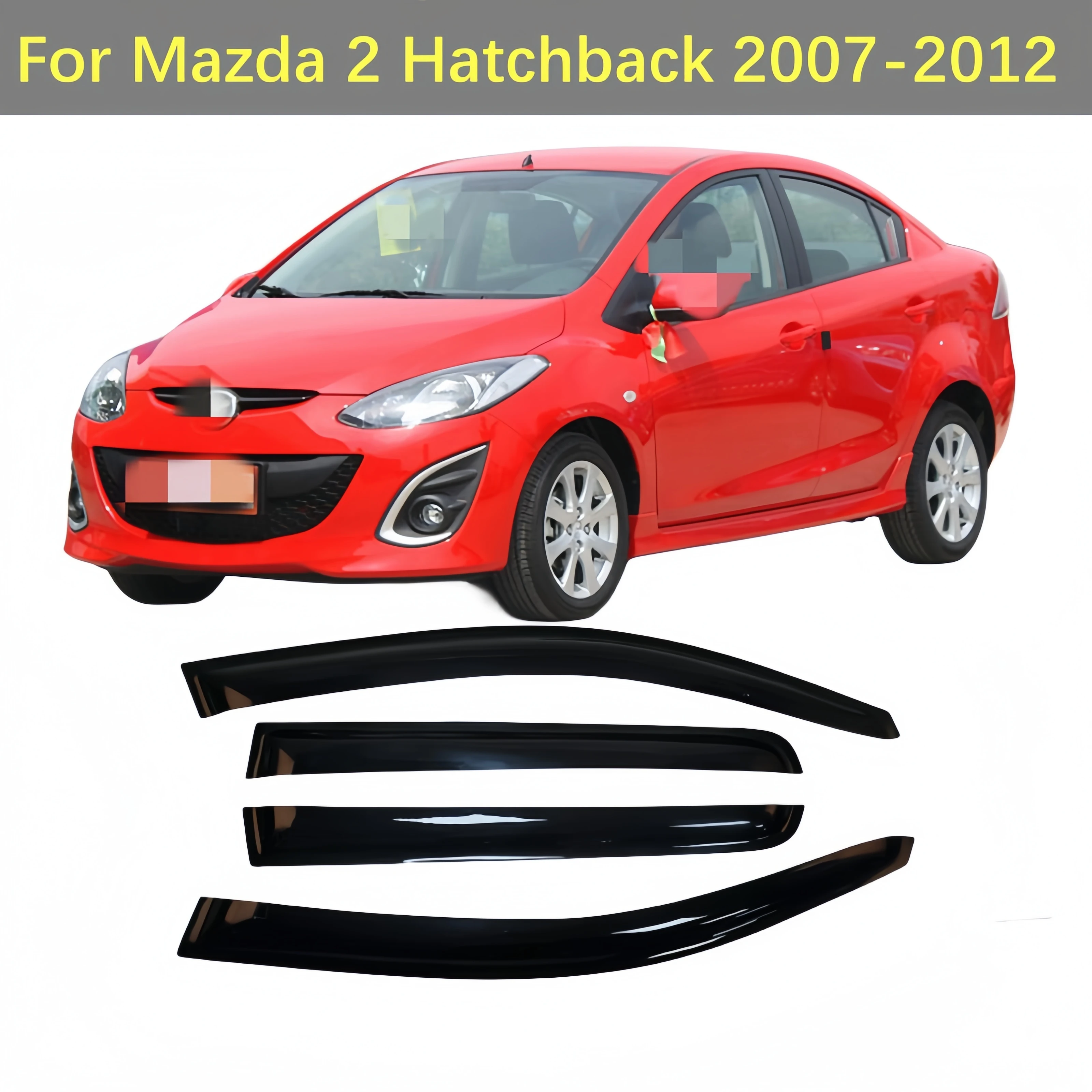 For-Mazda-2-2007-2012-Side-Window-Visor-Sun-Rain-Deflector-Guard ...
