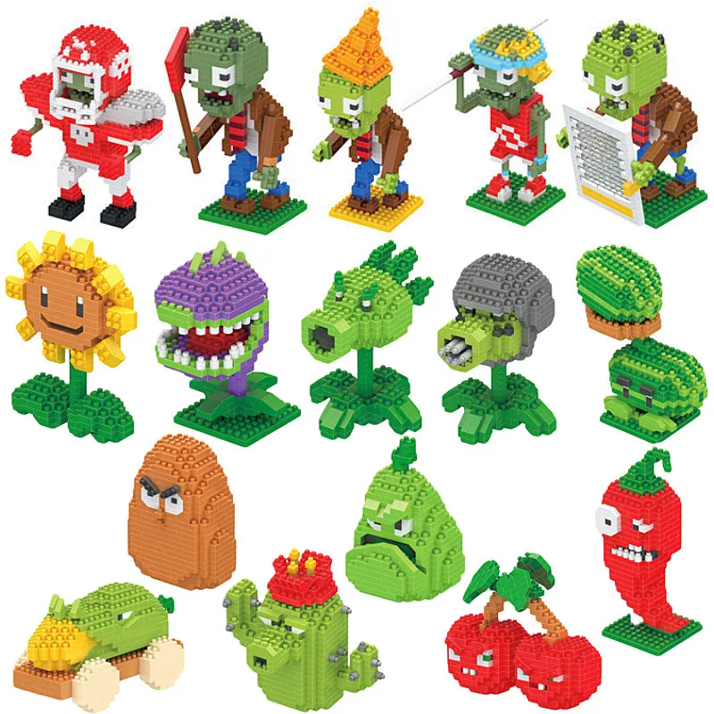 16-Styles-Plants-VS-Zombies-Blocks-Small-Cartoon-Mini-Building-Block ...
