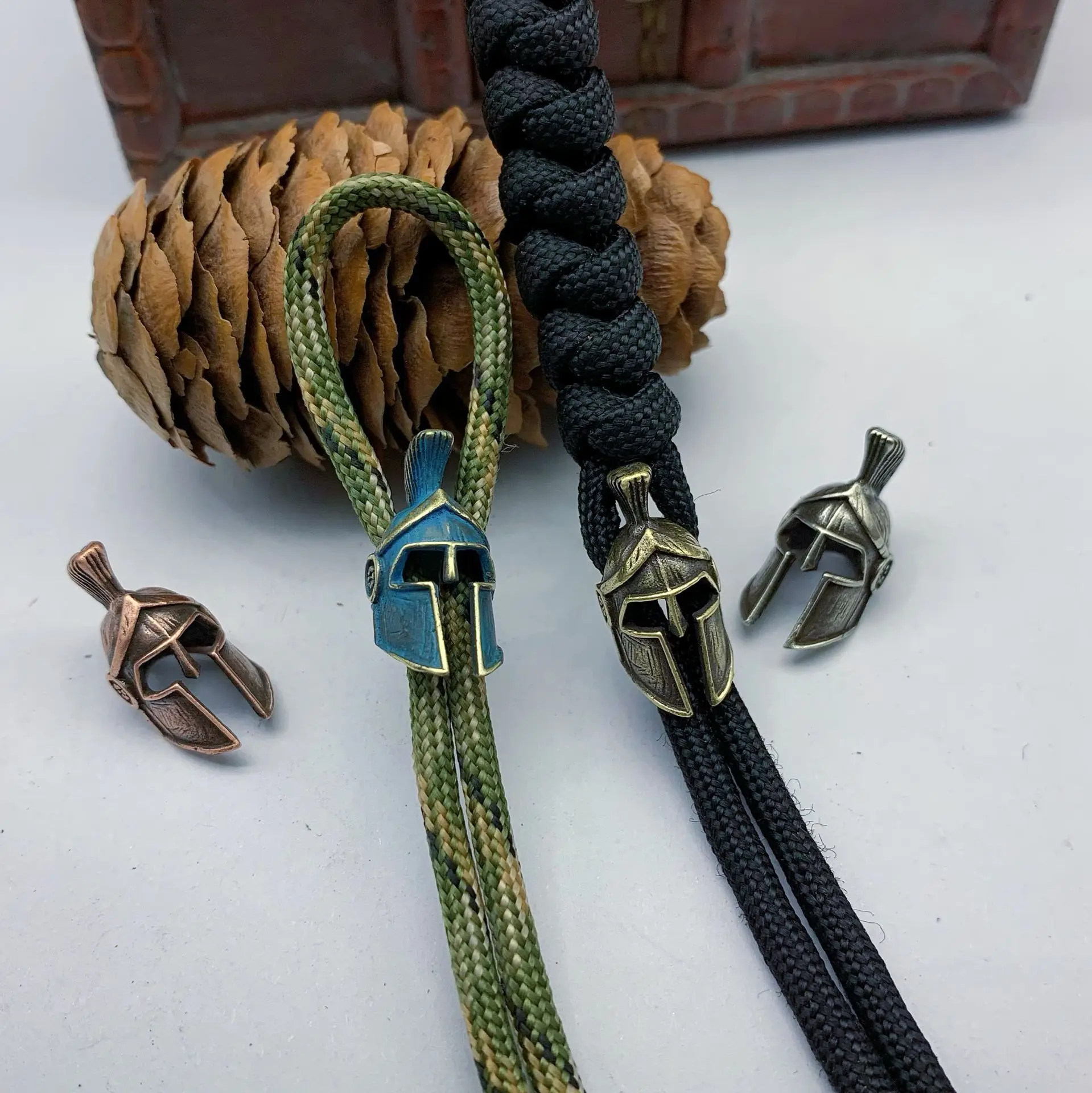Brass-Ancient-Greek-Spartan-Warrior-Helmet-Paracord-Knife-Beads-Jewelry ...