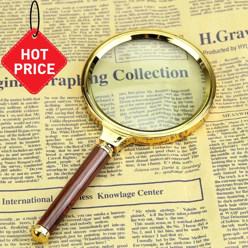 Portable Handheld Magnifying Glass with Retro Handle, Eye Loupe, 10X ...