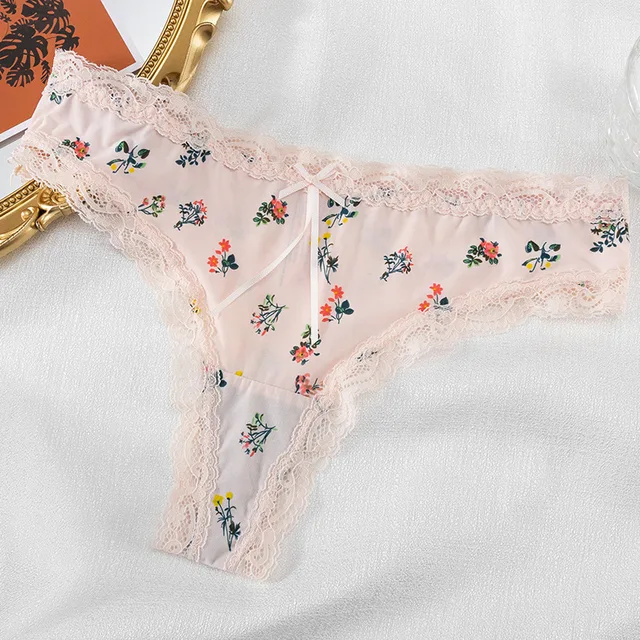 Lace Floral Sexy String Women Cute Underwear Thin Soft Low Rise String ...