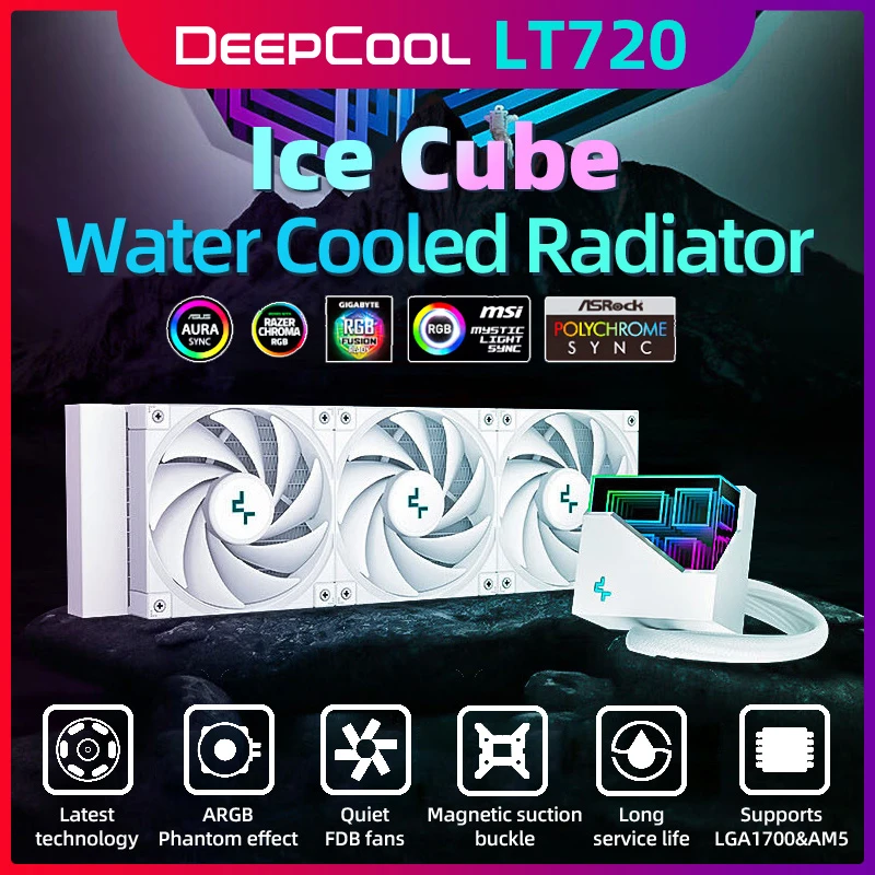 Deepcool Lt720/520 White Cpu Liquid Cooler Argb Fan Integrated Water ...