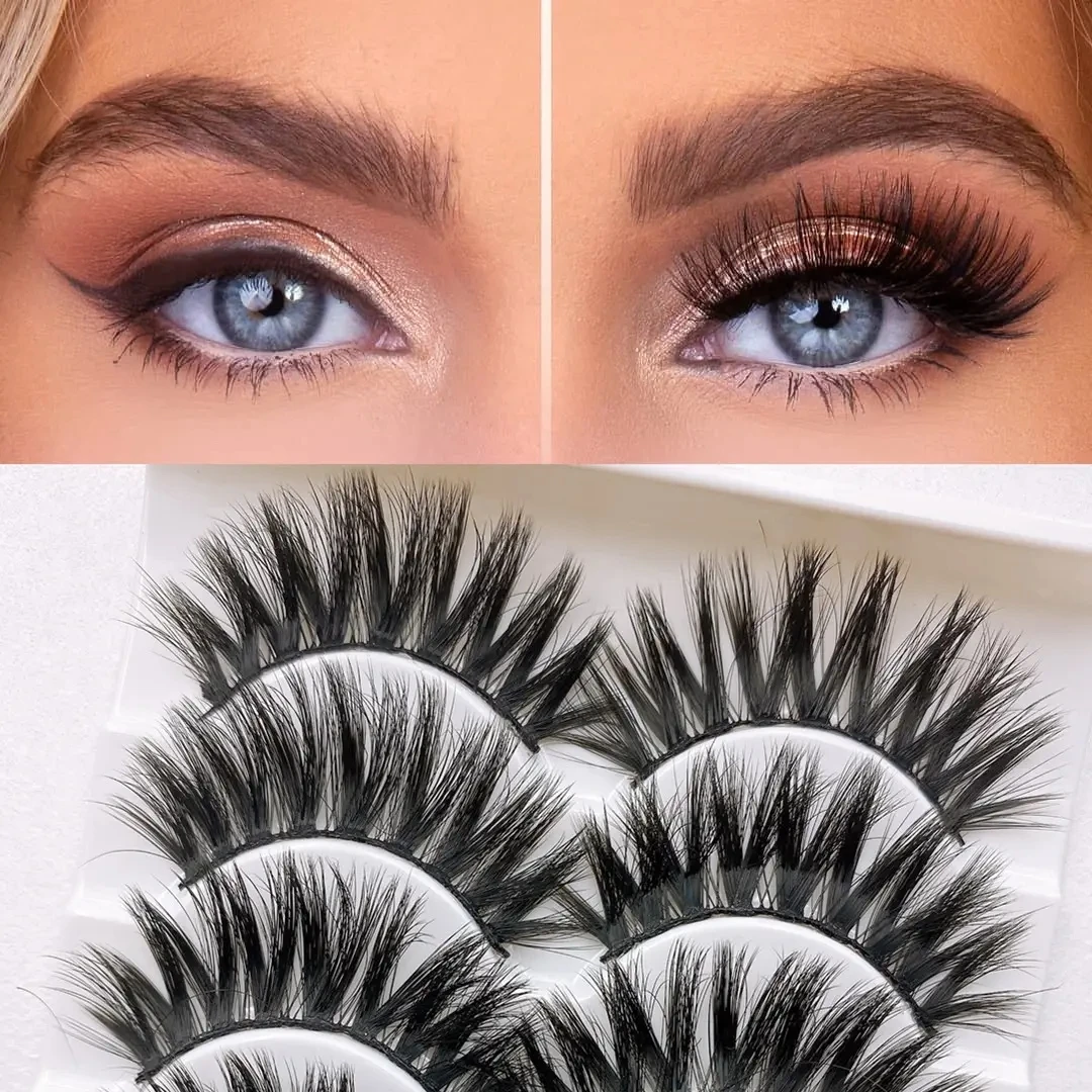 15-25mm Fluffy False Eyelashes Curl 3d Faux Mink Lashes Handmade Thick ...