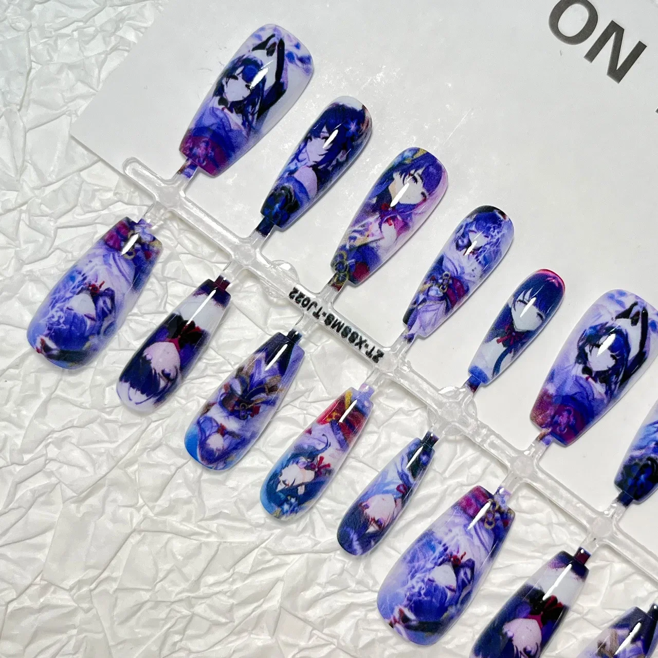 Raiden-Shogun-Game-Cute-Fake-Nail-Mid-Length-Coffin-Ballerina-False ...