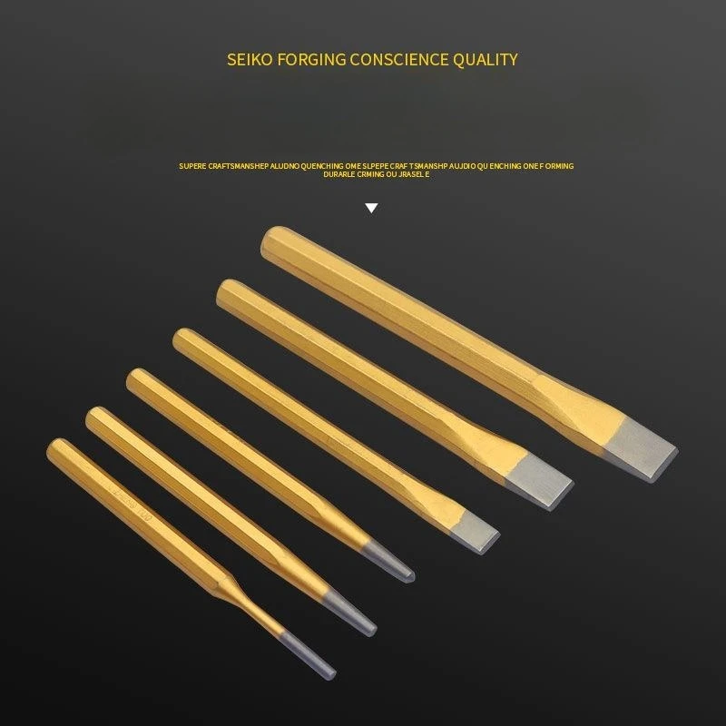 TAIMIMEI-Set-of-Golden-Chisels-Alloy-Steel-Sharp-Steel-Chisel-Punch ...