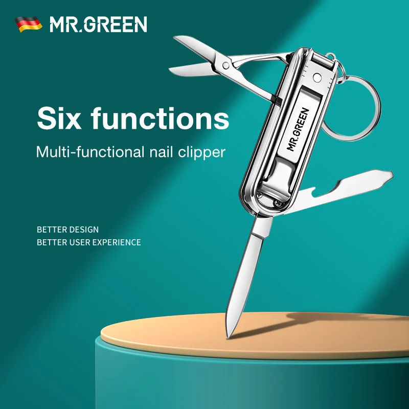 MR.GREEN Multifunctional Nail Clipper Stainless Steel Six Functions Nail Files Bottle Opener ...