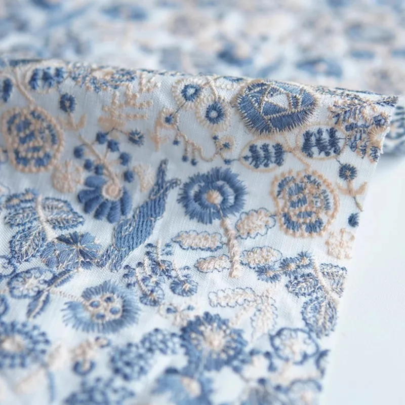 INS style Three-Dimensional Embroidery Cotton Linen Fabric DIY Handmade ...