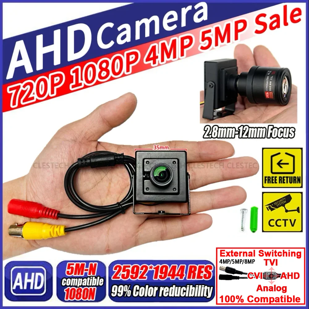 Small-CCTV-AHD-Mini-Camera-Focus-5MP-4MP-1080P-XVI-4in1-Analog-Metal ...