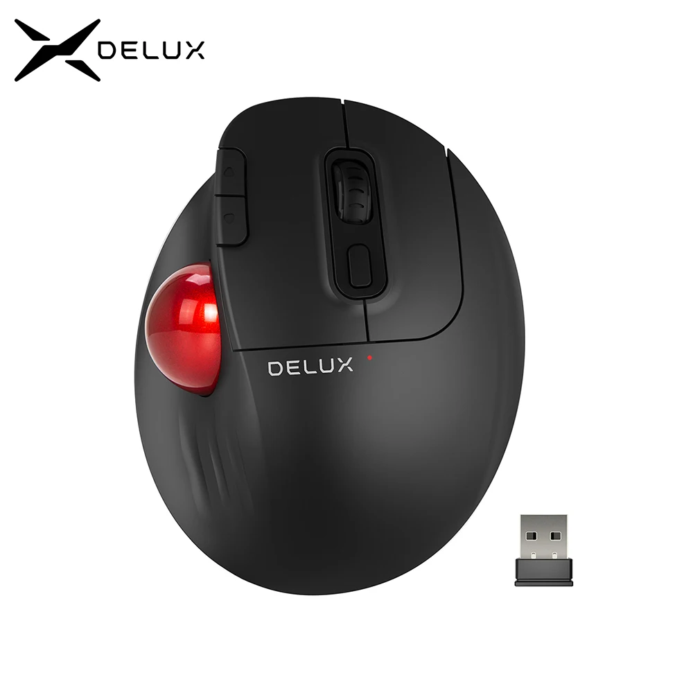 Delux-MT1-Ergonomics-Wireless-Bluetooth-Trackball-Mouse-2400-DPI-6 ...