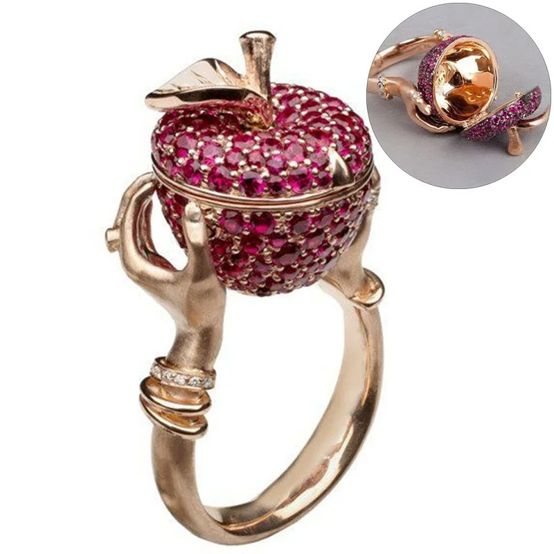 Anillo-de-boda-de-Apple-de-cristal-de-lujo-Unisex-Punk-Hip-Hop-anillos ...