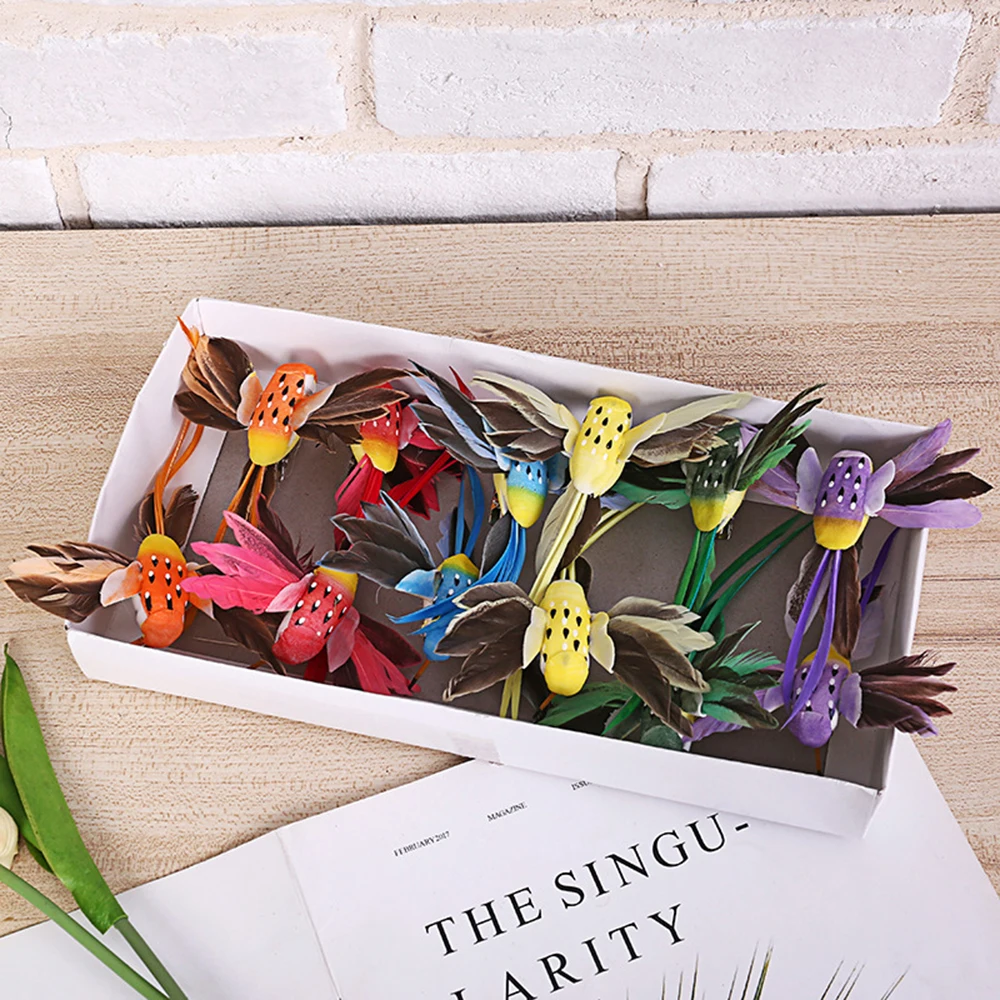 12-Pcs-Artificial-Foam-Hummingbird-Feather-Bird-Figurine-Ornament-Lawn ...