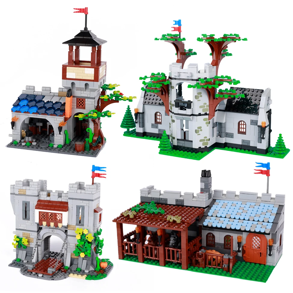 MOC-Medieval-Military-Knights-Castle-Burg-Building-Blocks-Kit-Middle ...