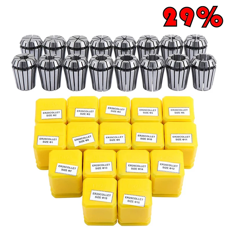 16PCS ER25 Spring Collet Chuck Set Engraving Machine ER25 16PCS Milling ...