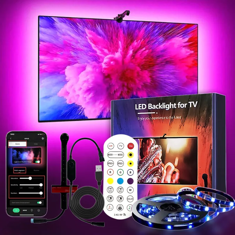 USB-RGBIC-LED-Light-Strip-Camera-TV-Screen-Synchronization-APP-Music ...
