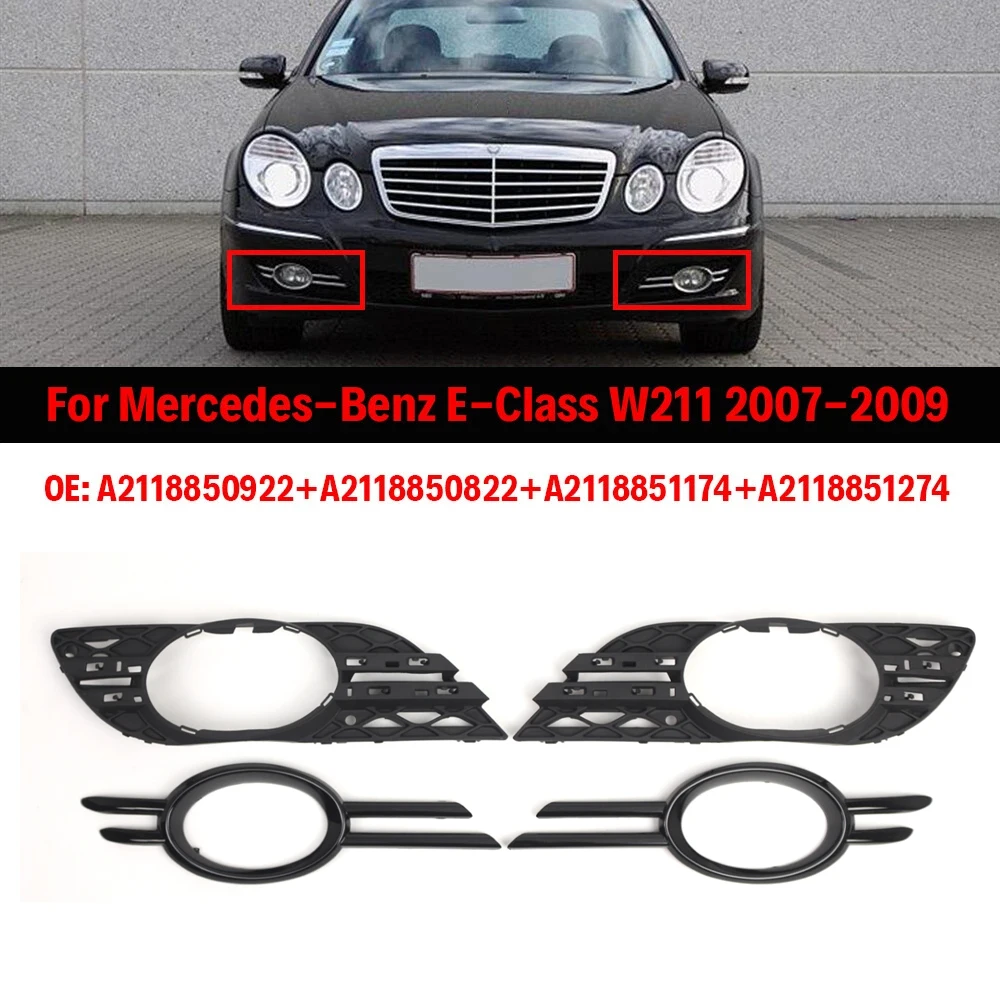 2118850922 2118851174 Fog Lamp Light Cover Bumper Grille Chrome Trim ...