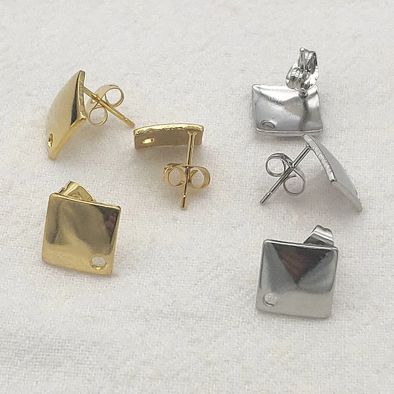 NEWARRIVAL-14x14mm-100pcs-Stainless-Steel-Square-Earring-Connectors-For ...