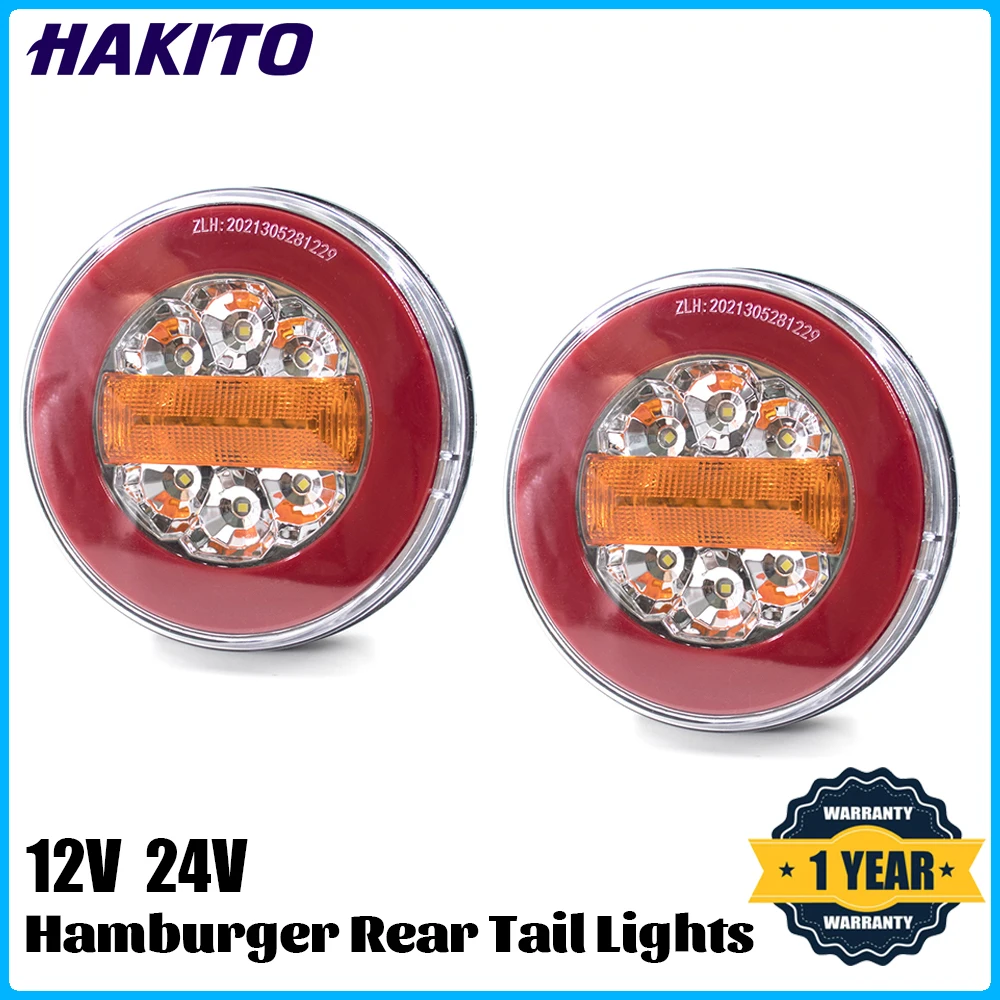 2pcs 12V-24V LED Hamburger Rear Tail Lights For Truck Lorry Van Caravan ...