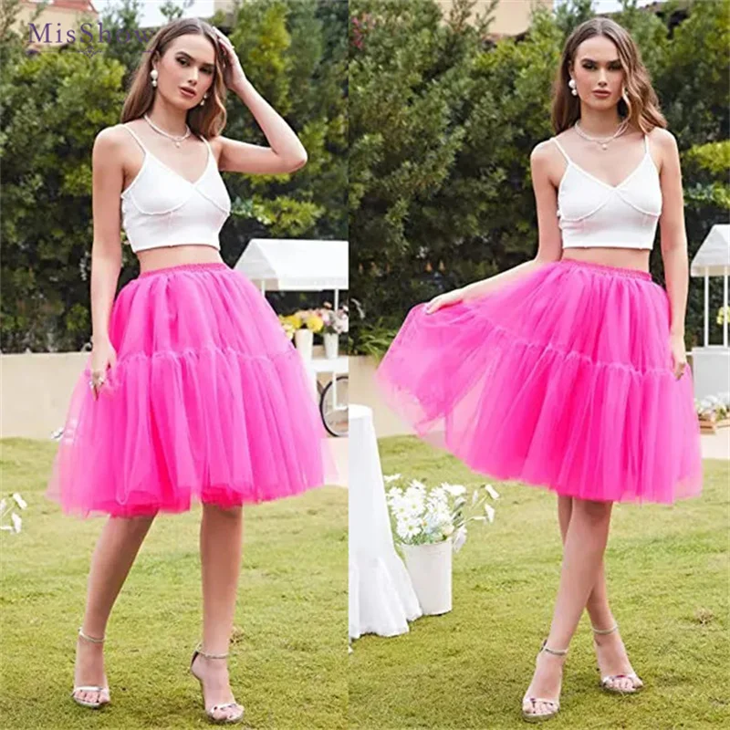 Multi-Layers-Tulle-Skirts-Women-Adult-Petticoat-Elastic-Waist-Fluffy ...