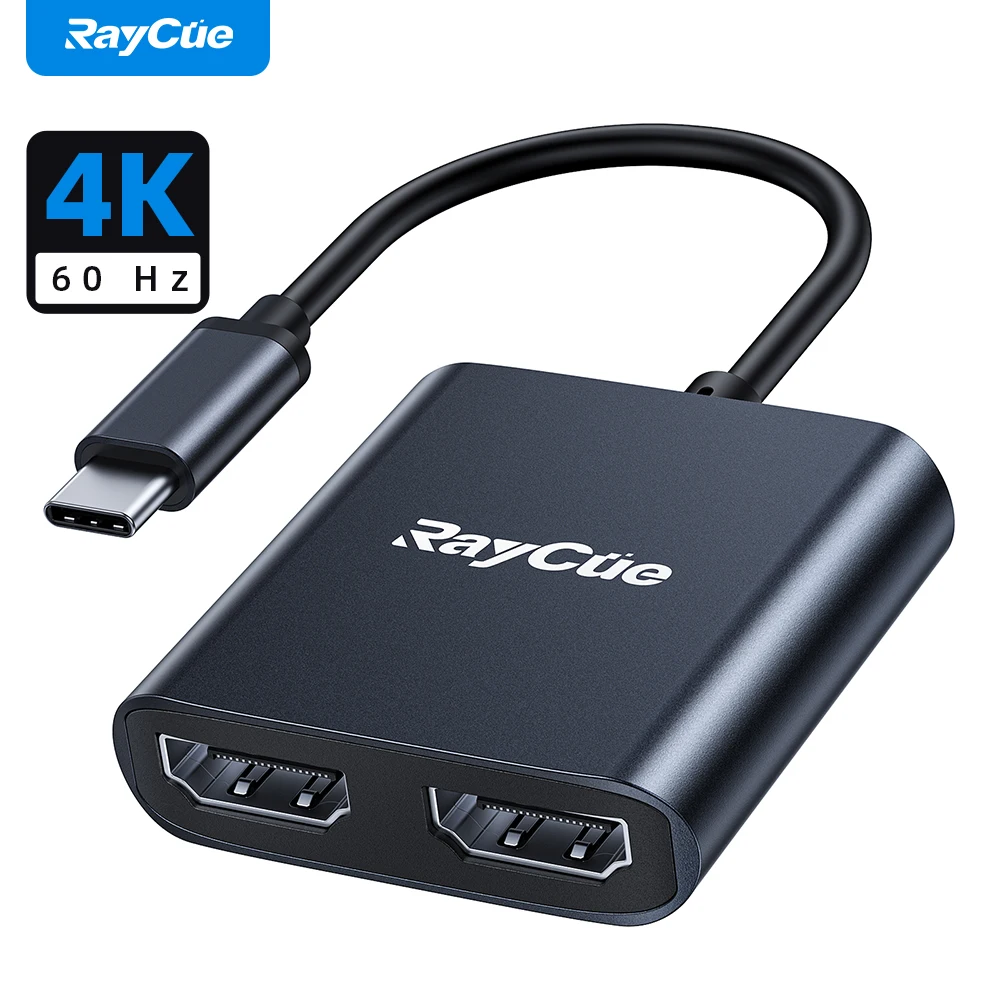 RayCue-USB-C-to-Dual-HDMI-Adapter-4K-60Hz-HDMI-Splitter-2-Monitor ...