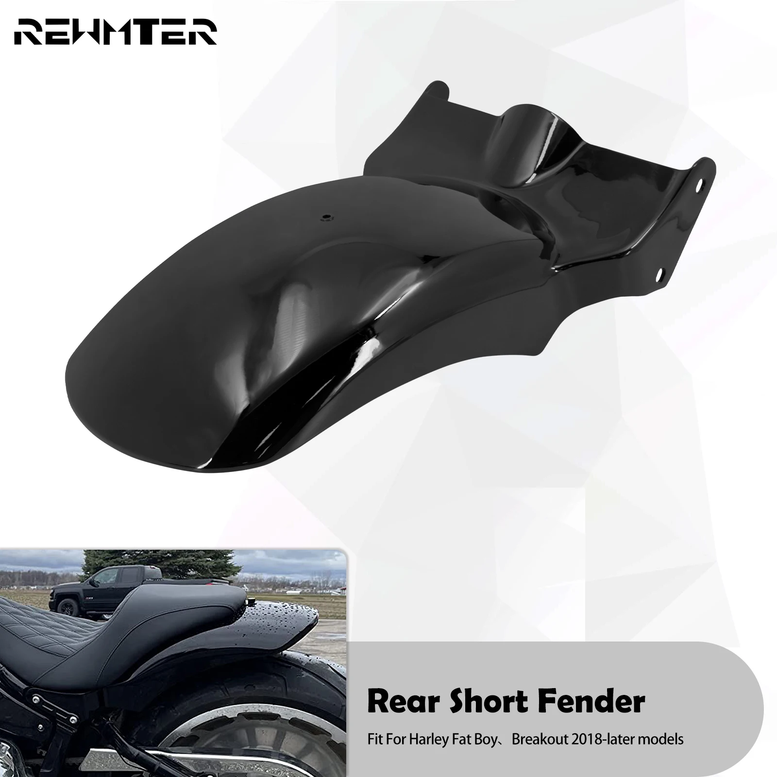 Motorcycle-Rear-Short-Fender-Mudguard-Cover-Gloss-Black-For-Harley ...
