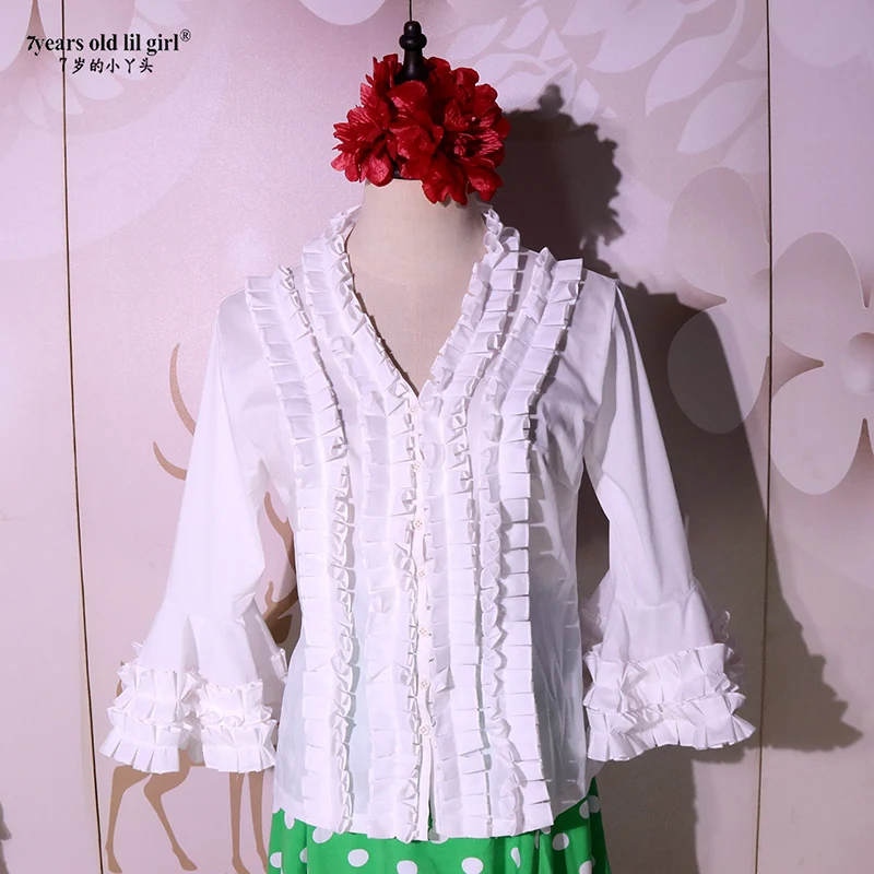 2024 Sexy Woman Flamenco Spanish Dance Blouse Blouse Cotton Long Sleeve ...