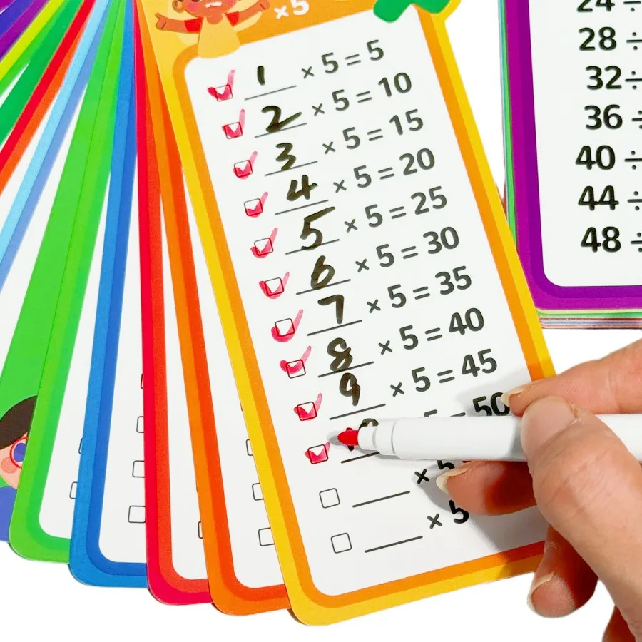 Teaching Aids 0-12 Multiplication Charts Times Table Cards Self Check ...