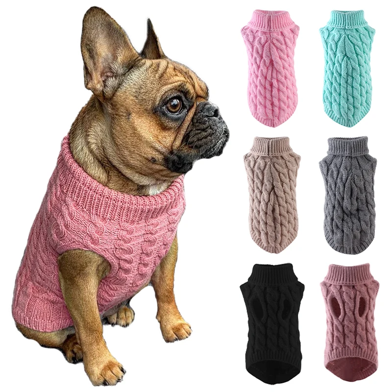 Warm-Dog-Sweater-Winter-Dog-Clothes-for-Puppy-Cat-Turtleneck-Knitted ...