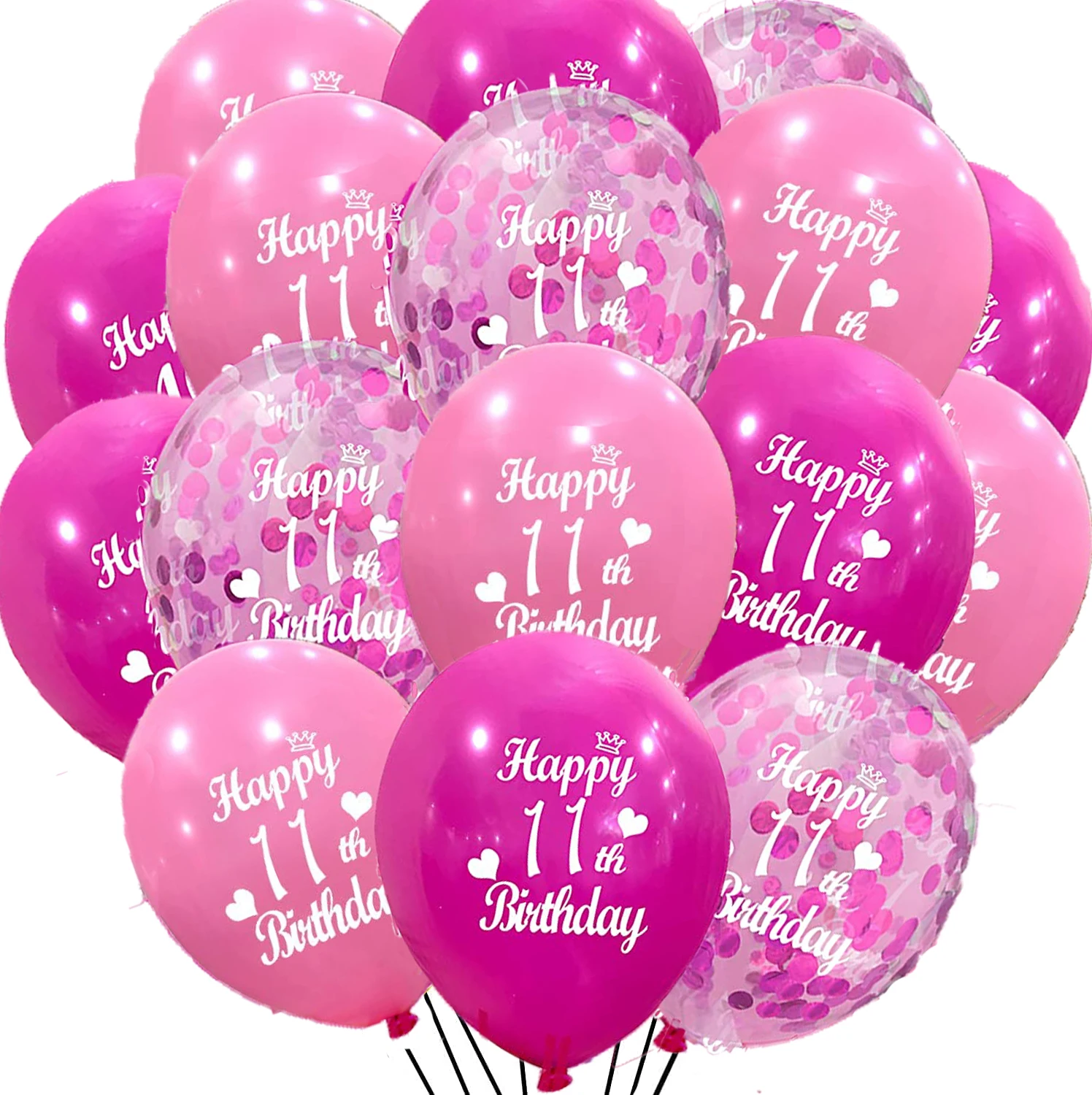 30-Pcs-Happy-11nd-Birthday-Latex-Balloons-Princess-Balloons-Pink ...