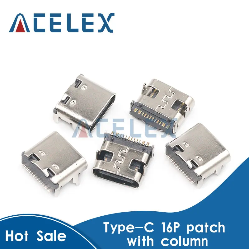 10PCS-SMT-USB-3-1-Type-C-16pin-female-connector-For-Mobile-Phone ...