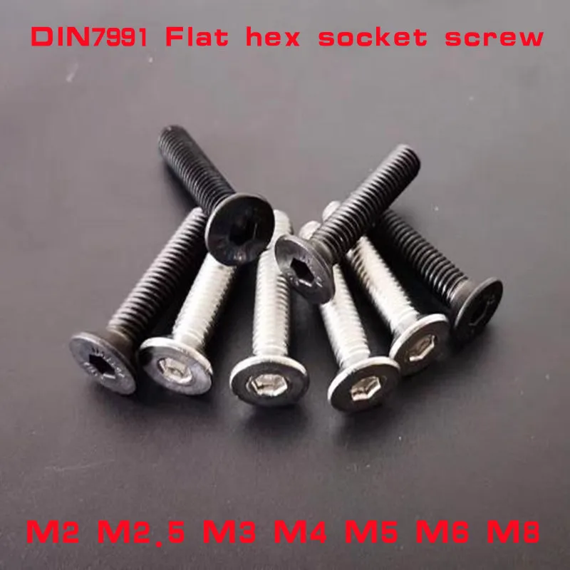 5 50PCS Allen Key Head DIN7991 M2 M2.5 M3 M4 M5 M6 Stainless steel 304 or black hex socket Flat ...