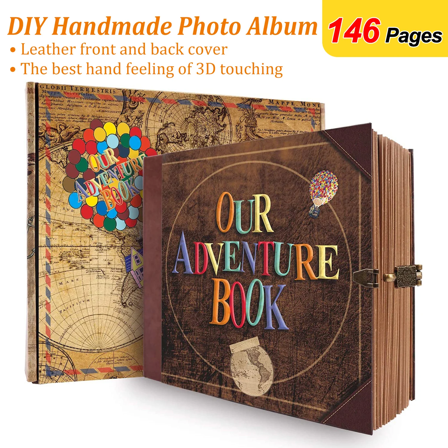 Our-Adventure-Book-146-Page-DIY-Handmade-Photo-Album-Scrapbook-Retro ...