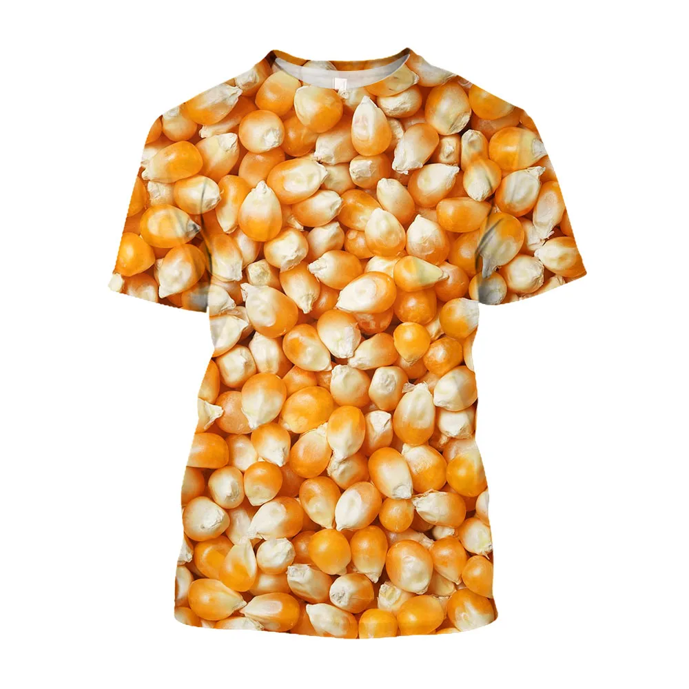 Jumeast 3D Corn Kernels Printed Men T shirts Aesthetic Loose Smooth ...
