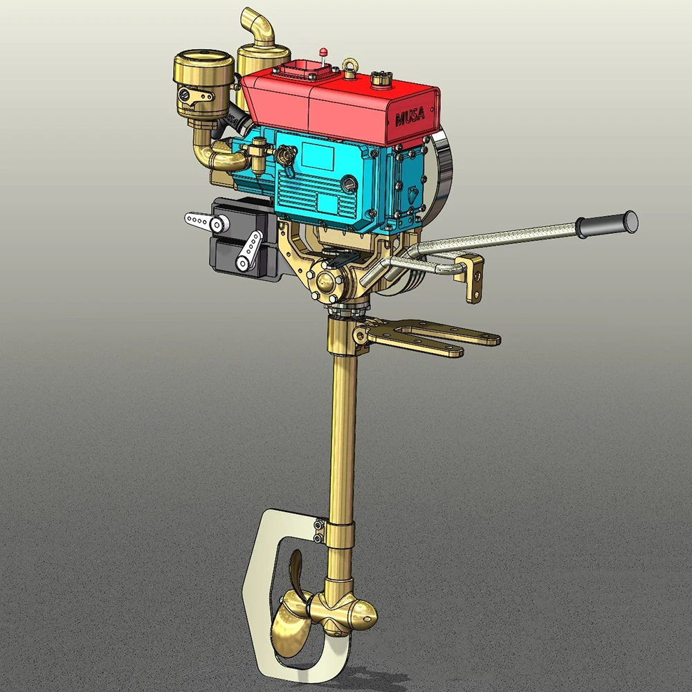 Metal Diesel Engine Model Boat Outboard Machine Is Suitable for 1.1M ...