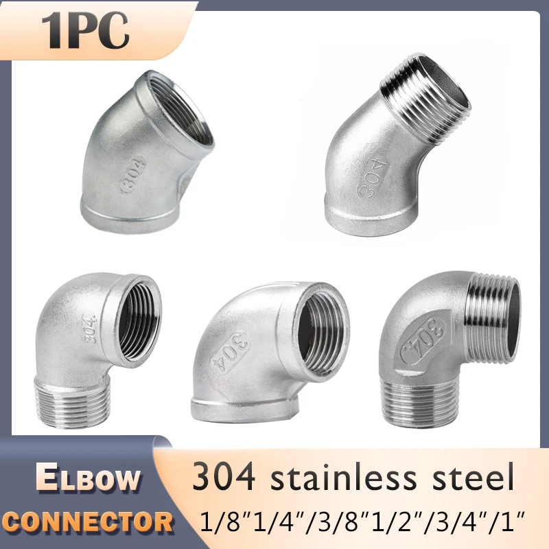 Conector-macho-y-hembra-de-acero-inoxidable-304-codo-roscado-de-45 ...