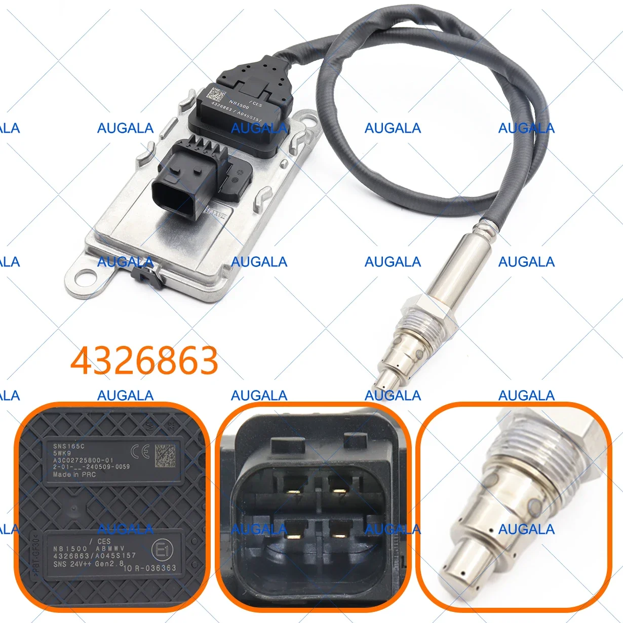 AUGALA-Nitrogen-Oxide-Nox-Sensor-4326863-5WK96765A-Fits-For-Cummins ...
