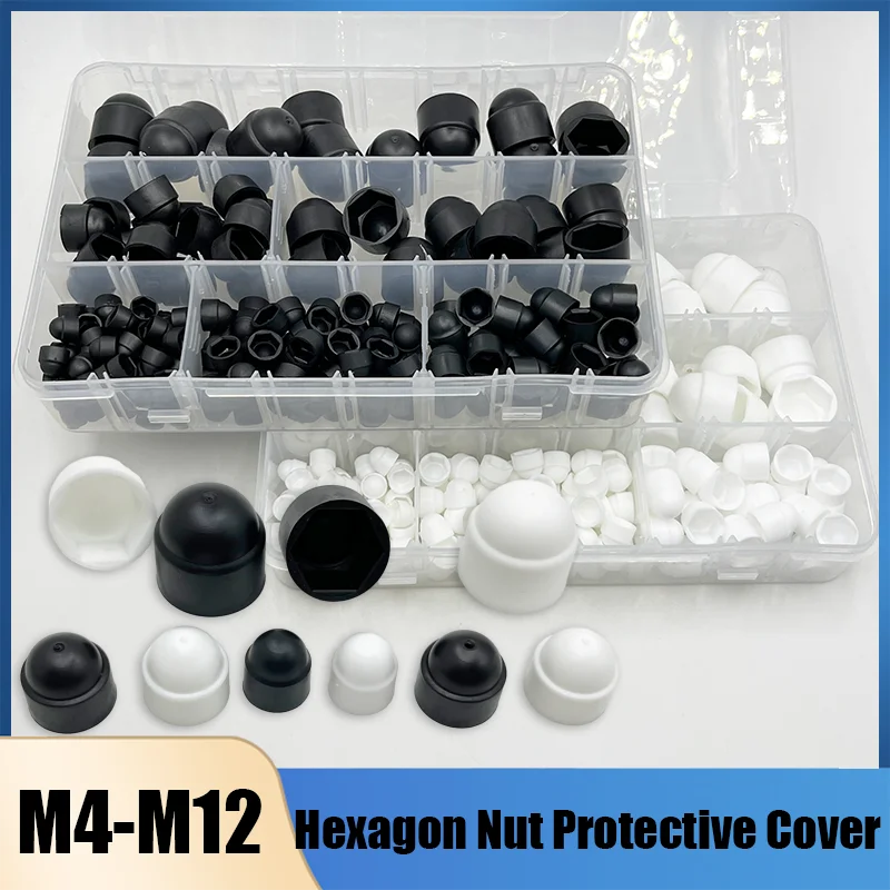 300-197pcs-PE-Nut-Protective-Cap-Set-M4-M5-M6-M8-M10-M12-Black-White ...