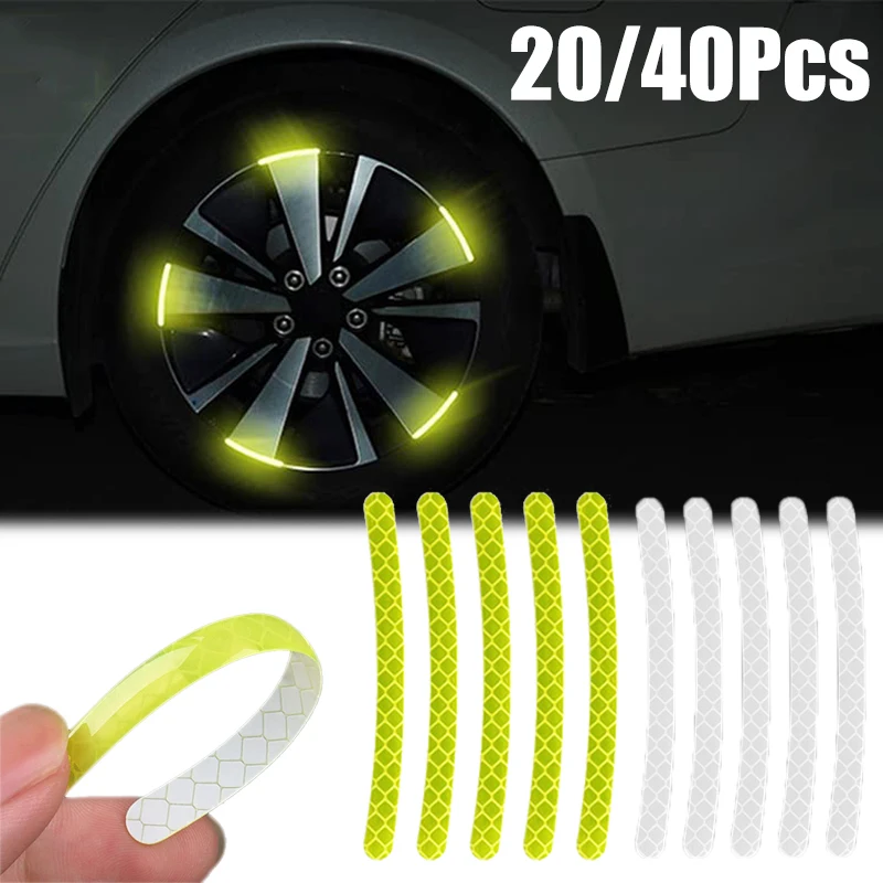 20/40pcs Car Wheel Hub Reflective Sticker Set Car Motorcycle Stripe ...