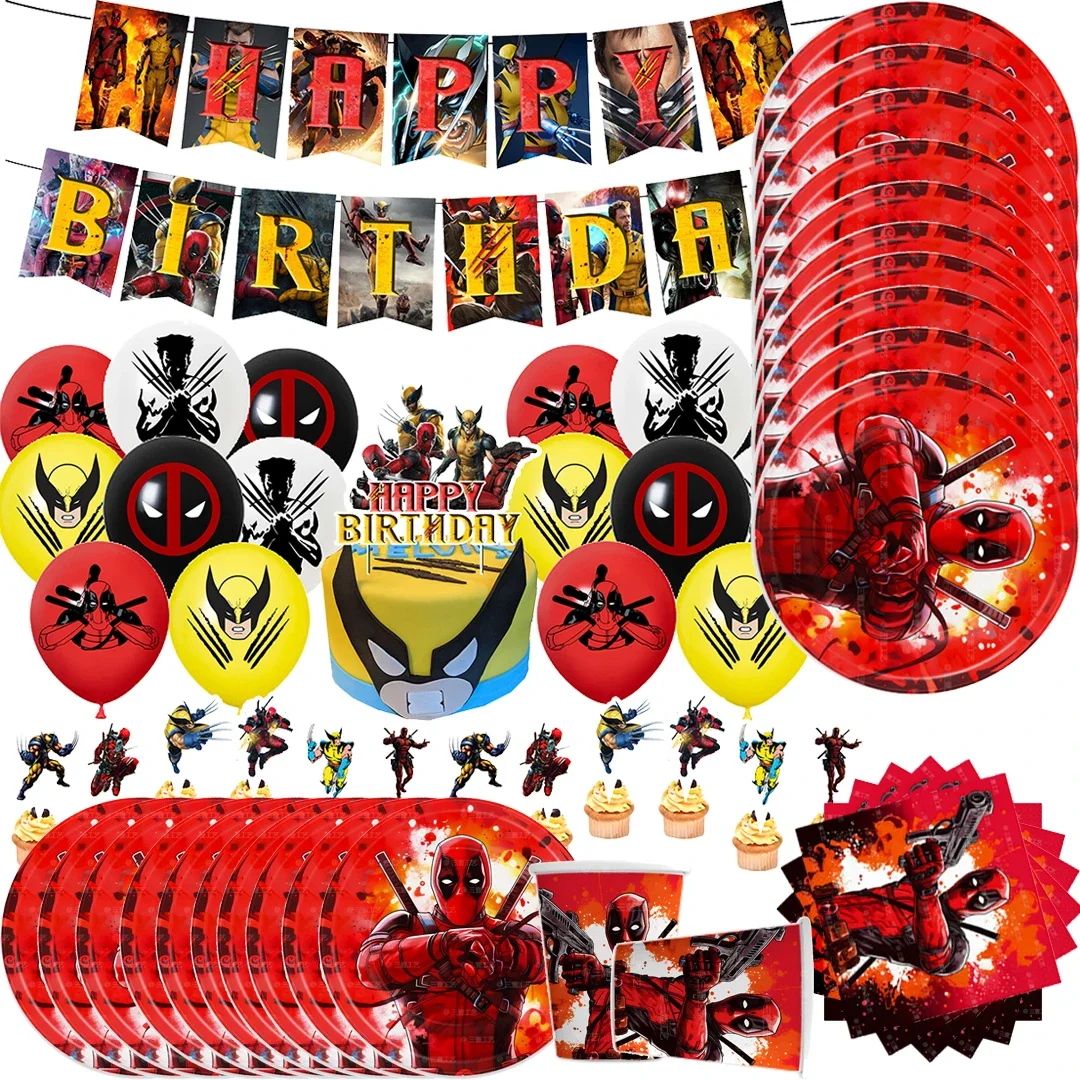 Hot-Movie-Deadpool-and-Wolverine-series-Birthday-Party-Banner-Cake ...