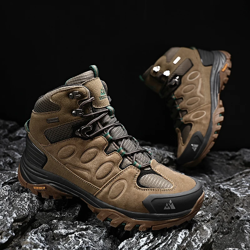 HIKEUP High-Top Men Hiking Boot Winter Outdoor Shoes Lace-Up Non-slip ...