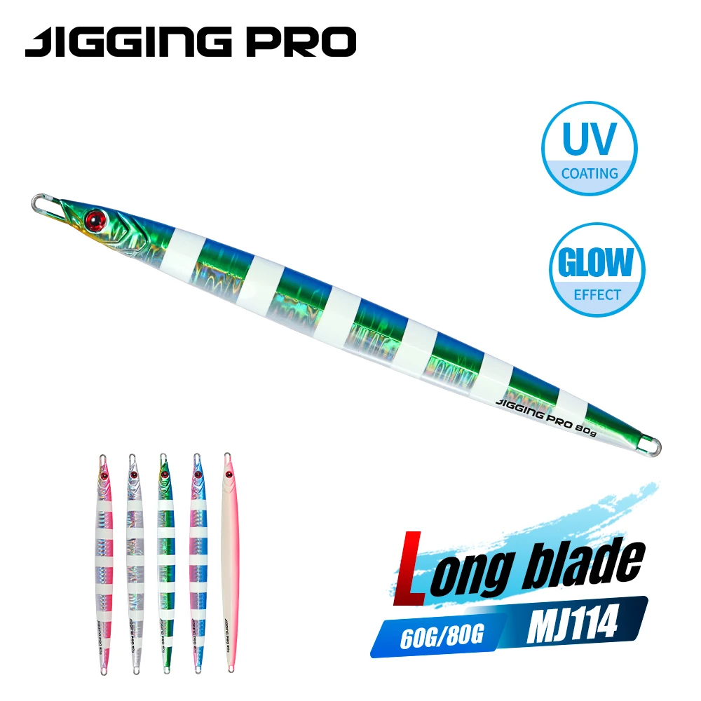 JIGGING-PRO-Long-Blade-60g-80g-Jigging-Lure-Long-Cast-Metal-Jig-Fishing ...